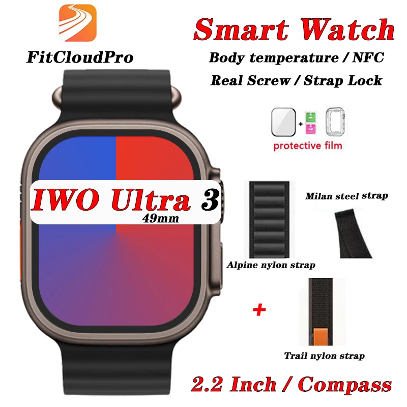 IWO Ultra 3 Max Relógio Inteligente Homens Mulheres 49mm 2.2 polegada Tela Compass NFC Desfrute ...