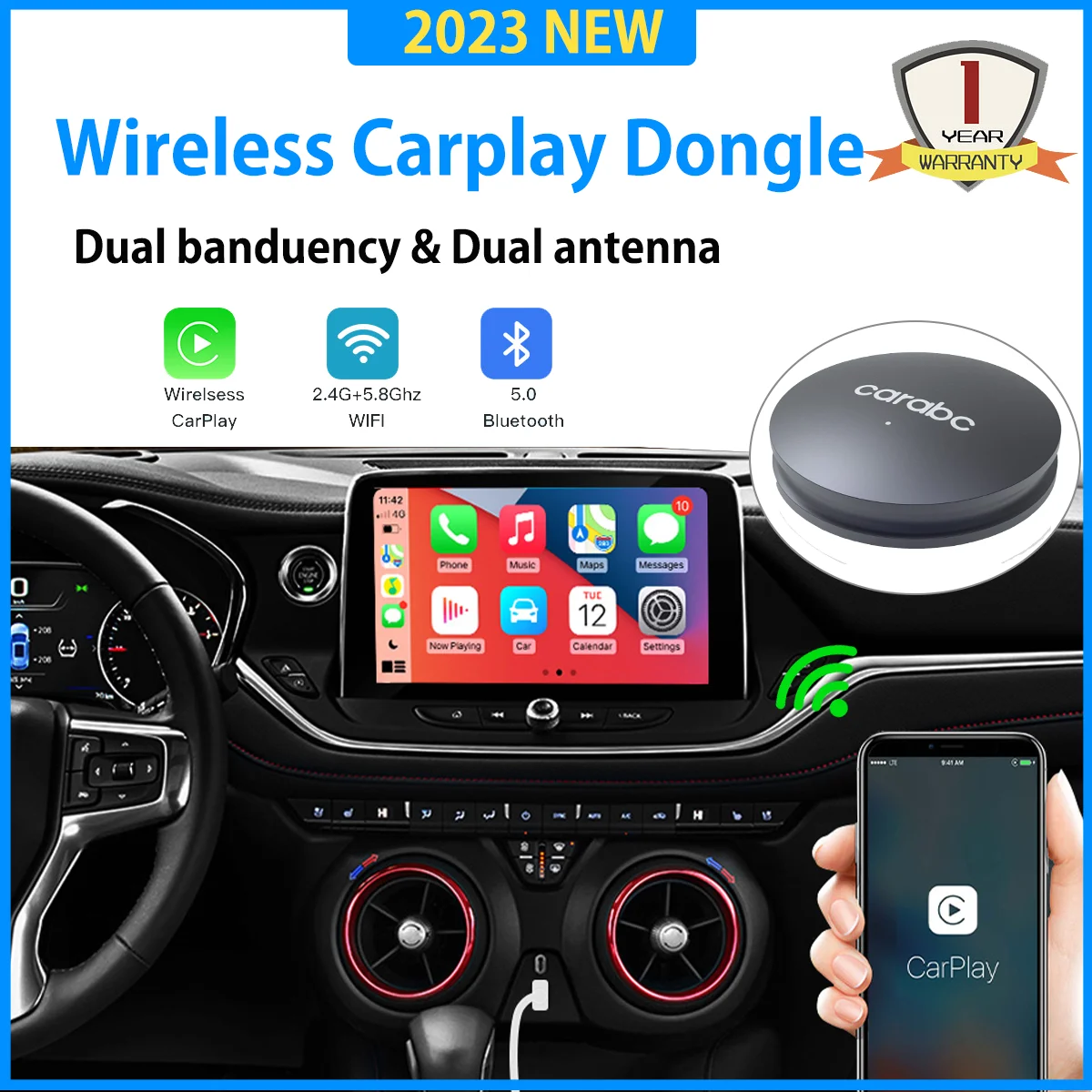 Wireless CarPlay Adapter Wired to Wireless Android Auto Dongle For Audi ...