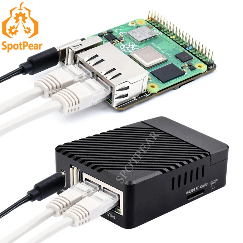 Raspberry Pi Compute Module 4 CM4 IO Board Dual Gigabit Ethernet Mini Router Board Metal case ...