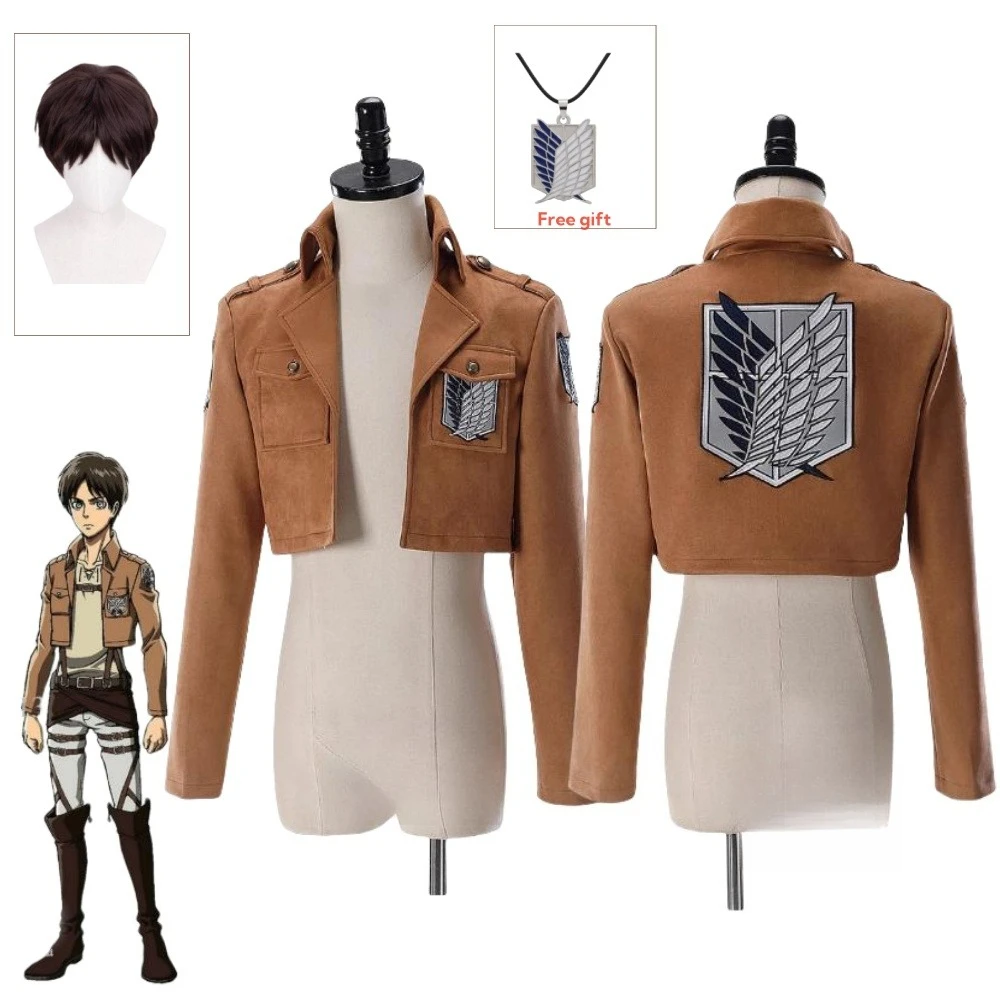 Anime Attack on Titan Eren chaqueta marrón Eren Levil Mikasa Ackerman ...