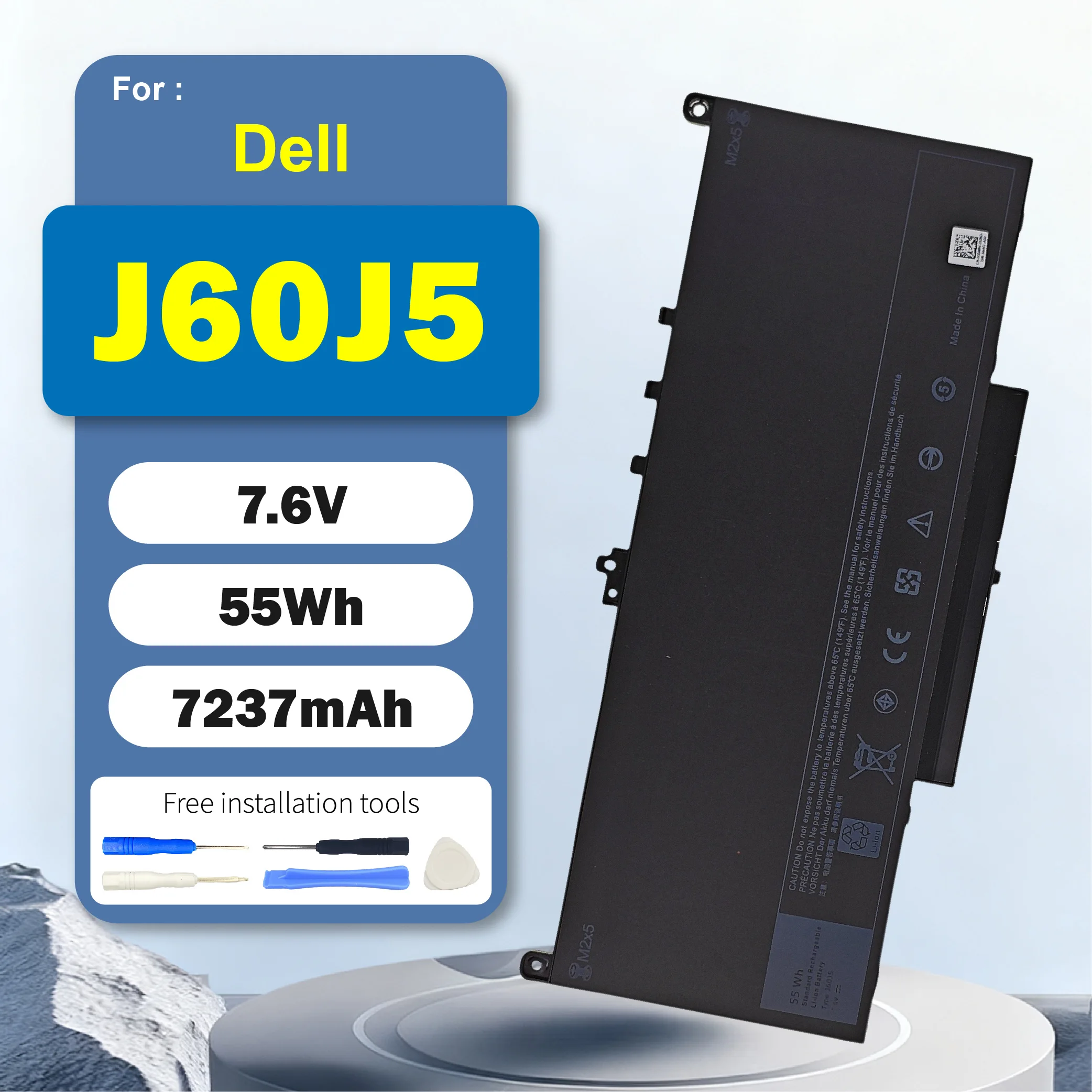 J60J5 7.6V 55Wh High Capacity Laptop Battery For Dell Latitude E7470 ...
