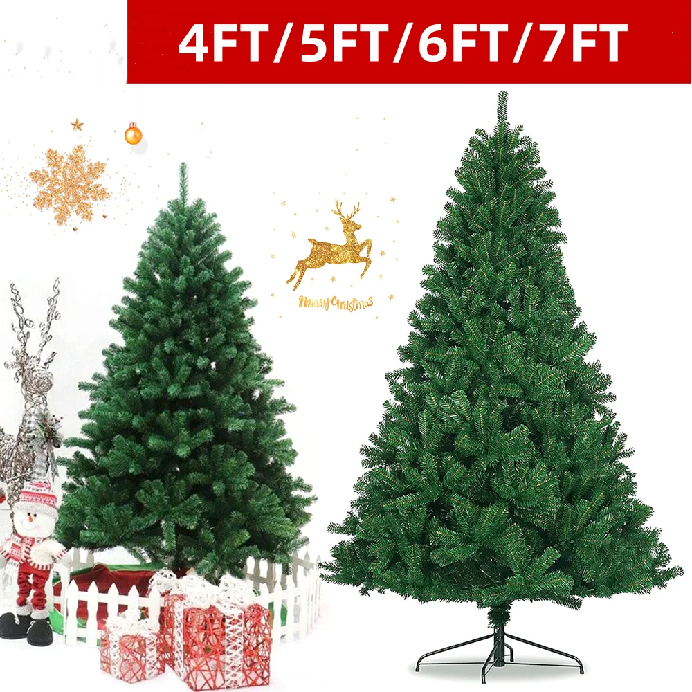 UK-STOCK-90cm-210cm-Christmas-tree-PVC-Green-Tree-Christmas-Artificial ...
