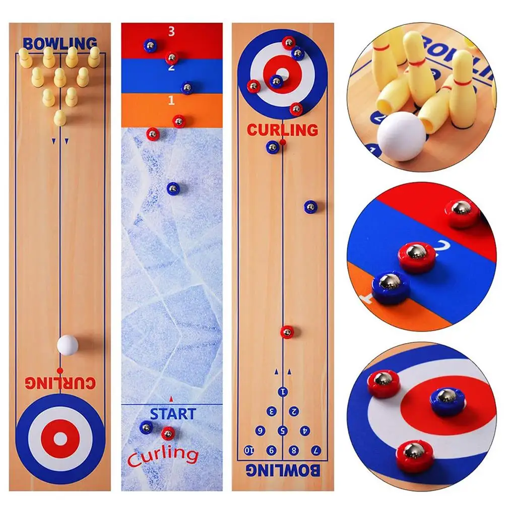 3-in-1-Table-Curling-Game-Bowling-Shuffleboard-Table-Set-Family-Games ...