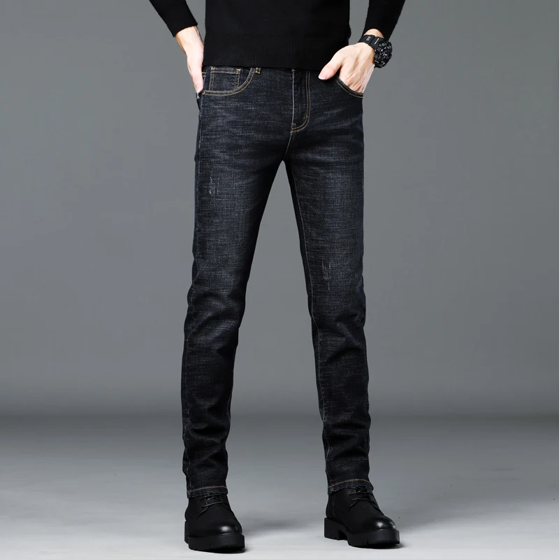 Autumn-New-Men-s-Jeans-Slim-Fit-Small-Straight-Barrel-Grey-White ...