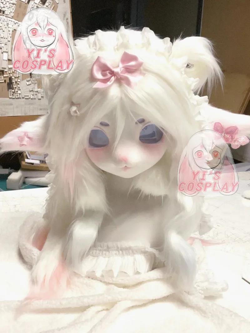 Costum-Handmade-Furry-Cosplay-M-scara-ovelha-branca-peludo-Role-Play ...