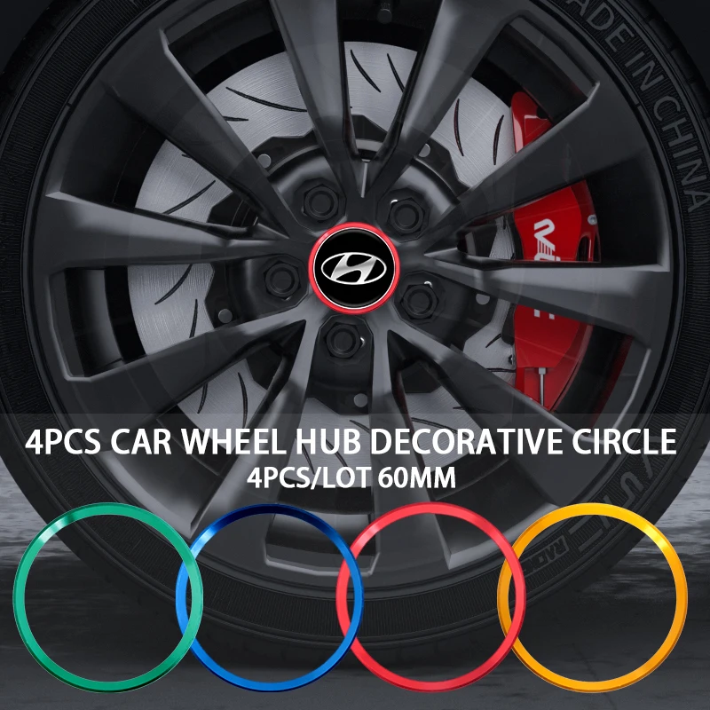 4pcs Car Modified Wheel Hub Decorative Circle Colorful Aluminum Alloy ...