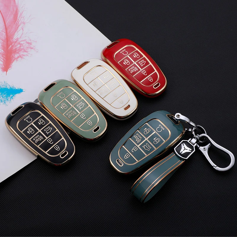 4/5/7 Buttons TPU Car Key Cover for Hyundai Santa Fe Tucson 2022 NEXO ...