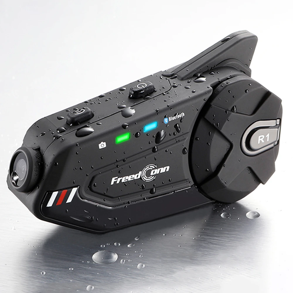 R1 Motorcycle Bluetooth Music Headset Video Recorder 1080p Camera ...