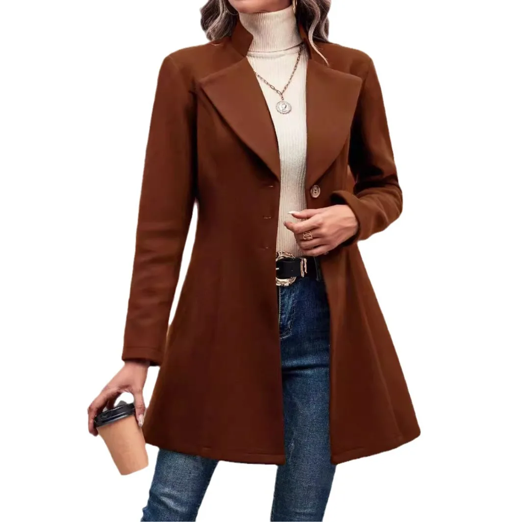 Mia Muse Women's Coats Winter Decent Korean Plain Long Sleeve Lapel ...