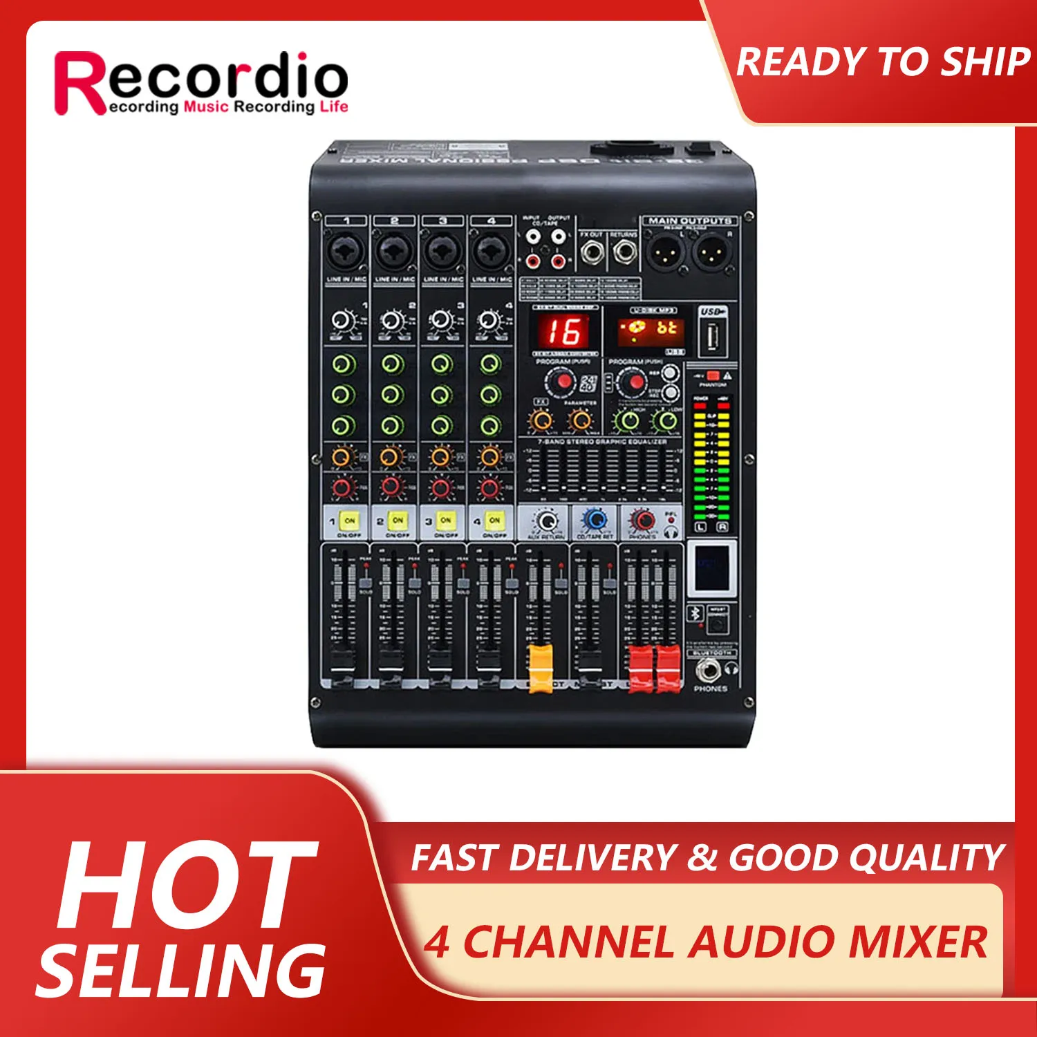 GAX-MC4-Professional-Mixer-4Channel-Blueteeth-Mixer-DJ-Mixing-Console ...