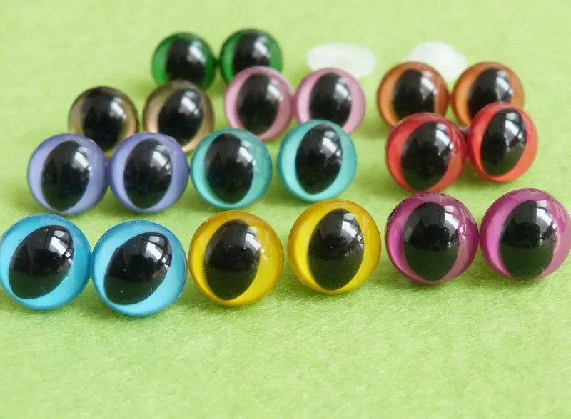 40pcs/lot new arrvial 12mm toy cat eyes plastic safety eyes with white ...