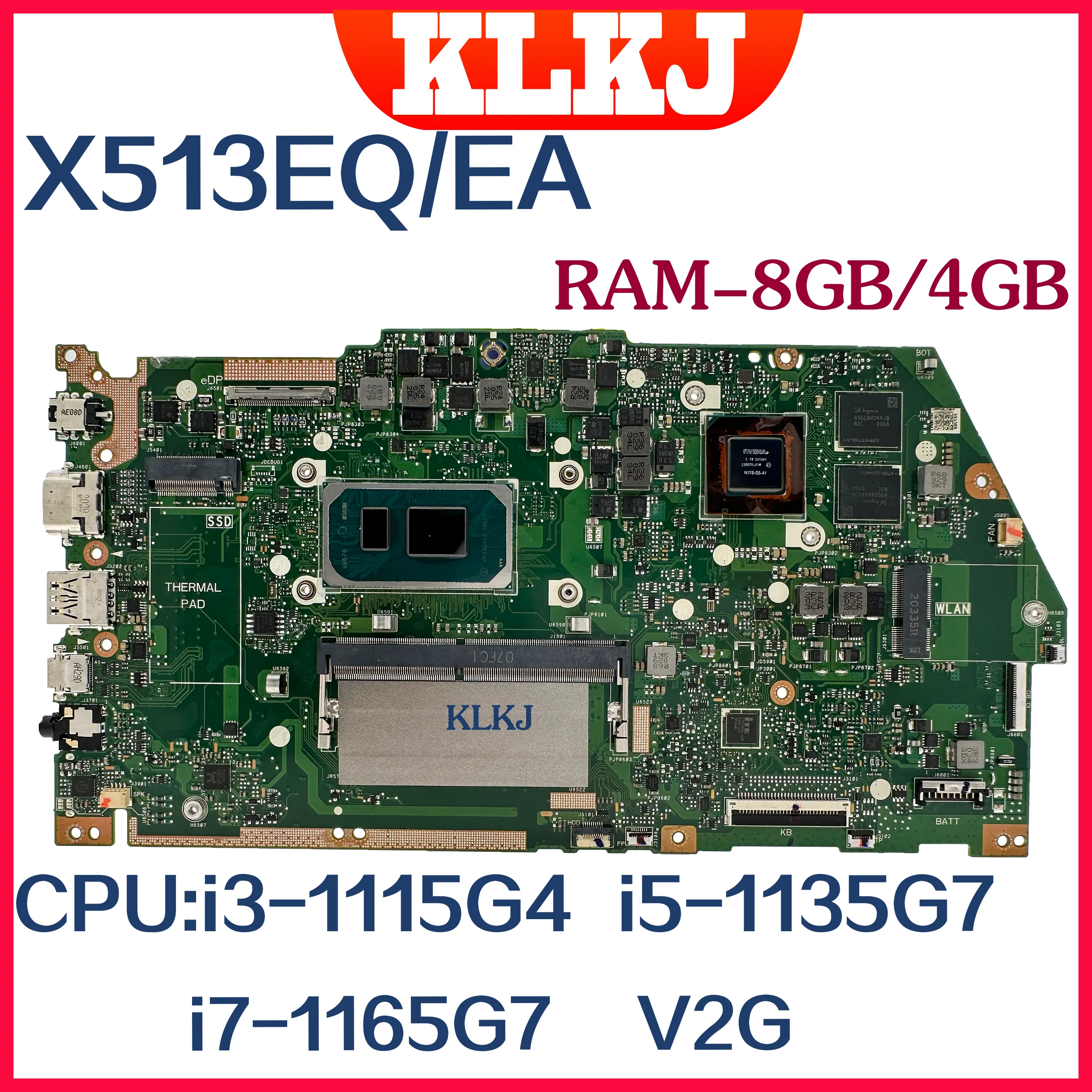 Dinzi X513EA Laptop Motherboard For ASUS VivoBook X513EP R513E K513E ...