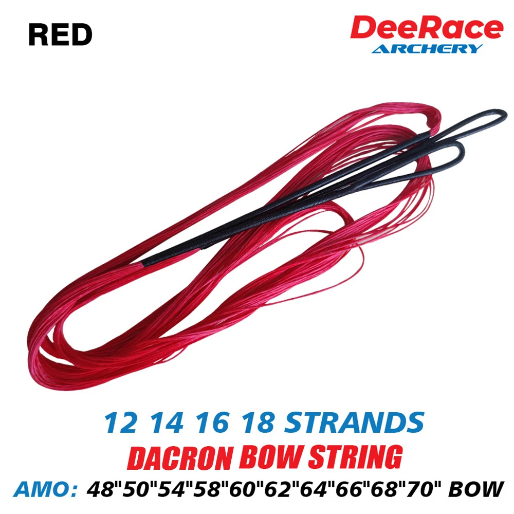 Deerace Archery Accessory Bow String Red Dacron Material 48" 50" 54" 58" 60" 62" 64" 66" 68" 70 ...