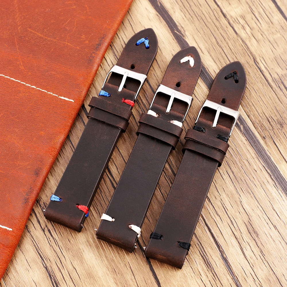 Vintage Handmade Stitched Watch Strap 16mm 17mm 18mm 19mm 20mm 21mm ...