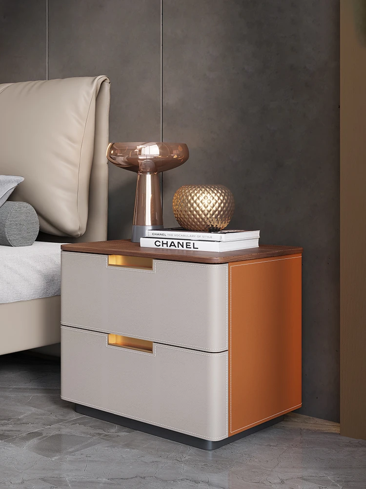 Light-luxury-saddle-leather-bedside-table-for-household-small-bedroom ...