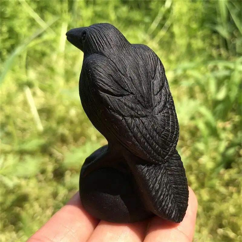 Natural Obsidian Crow Quartz Animal Hand-Carved Crystal Polished Quart ...