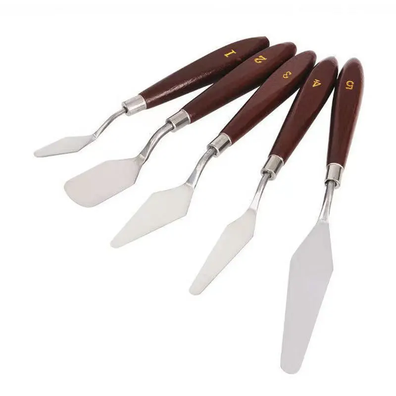5Pcs-Set-Wood-Handle-Oil-Painting-Spatula-Oil-Paint-Spatula-Bake-Cake ...