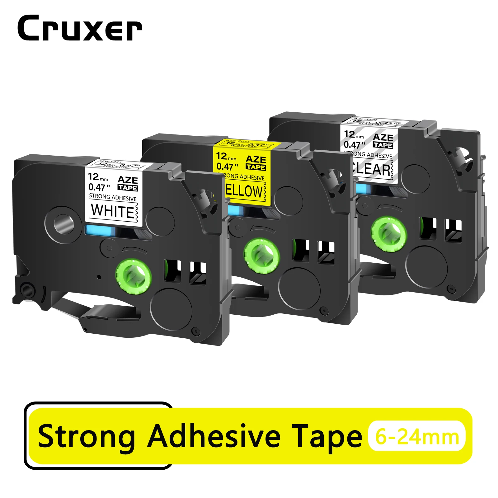 6-9-12-18-24mm-Black-on-White-Tape-TZE-S231-S621-TzS131-TzS251-Strong ...