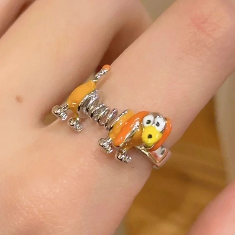 Slinky Dog Ring Female Niche Design Adjustable Unisex Alloy ...