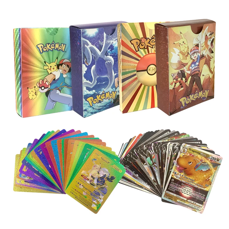 Pok-mon-Pikachu-Game-Card-Tinfoil-Figure-Metal-Fire-Dragon-Vmax-Gx ...