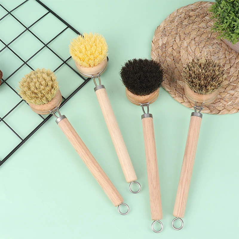1pc-Household-Wooden-Long-Handle-Pan-Pot-Brush-Replaceable-Dish-Brush ...