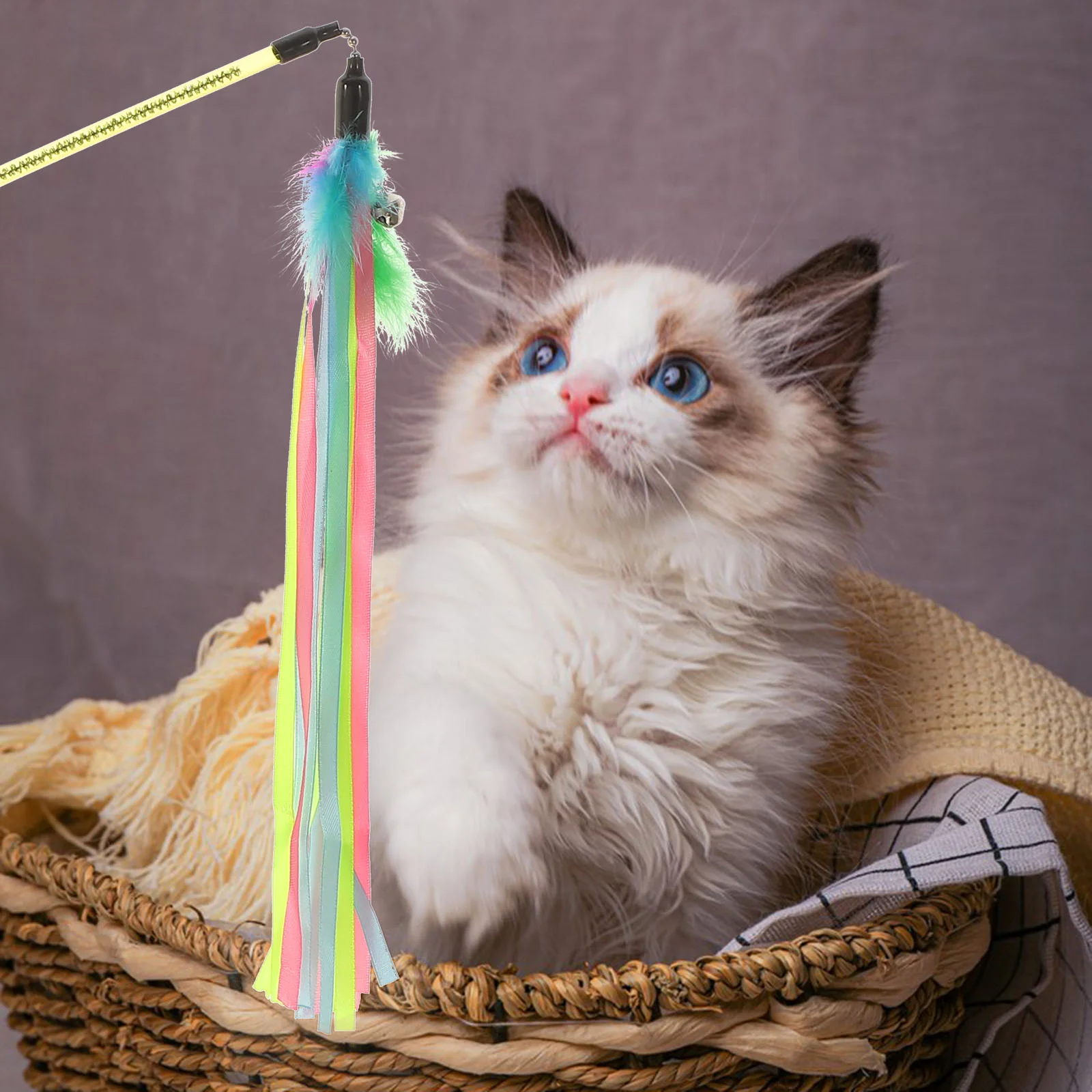 Popetpop-Toy-Colorful-Kitten-Ribbon-Stick-Bell-Cat-Fishing-Pole ...