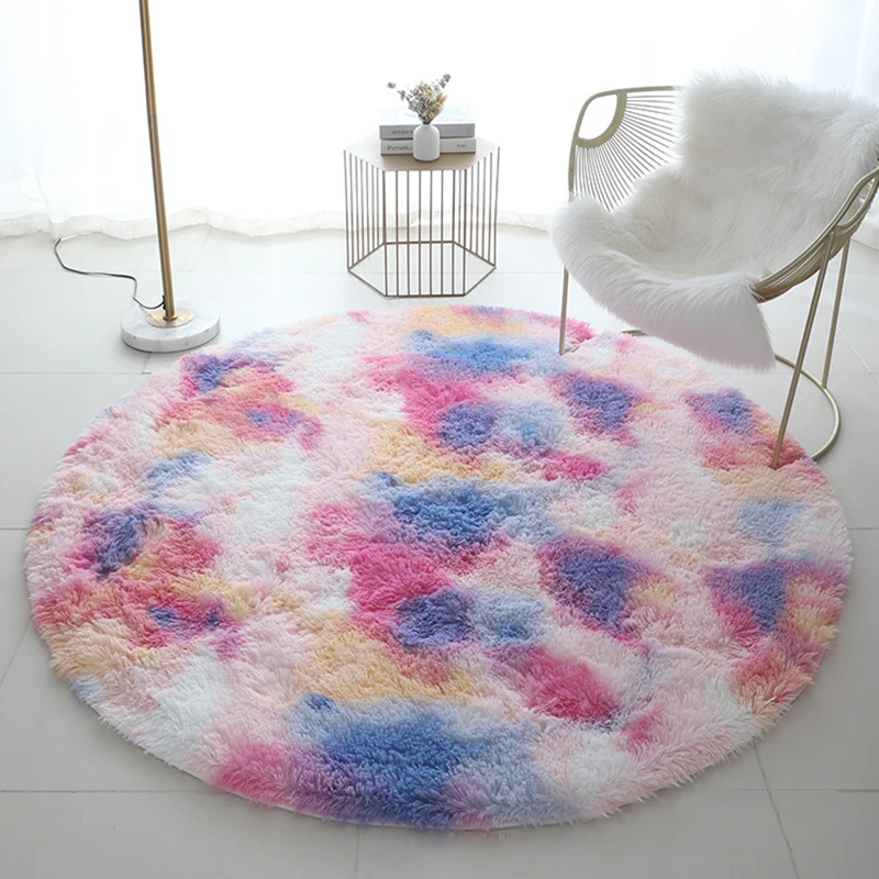 Gradient-Tie-dye-Plush-Rug-Rainbow-Carpet-Plush-Round-Rug-for-Modern ...