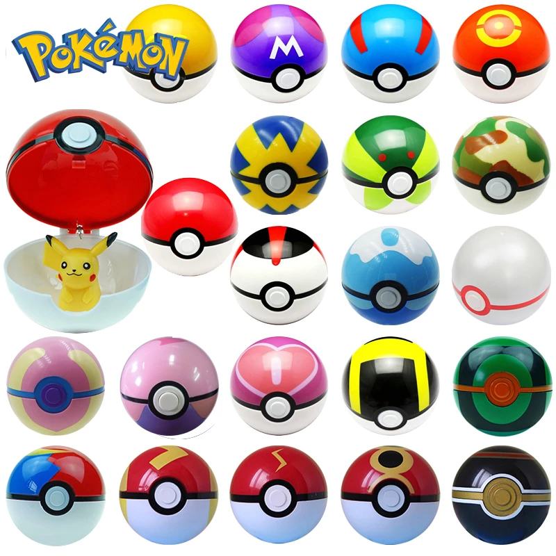 Figura de acción de Pokémon, Bola de elfo de 7CM, Pikachu, Pokeballs ...