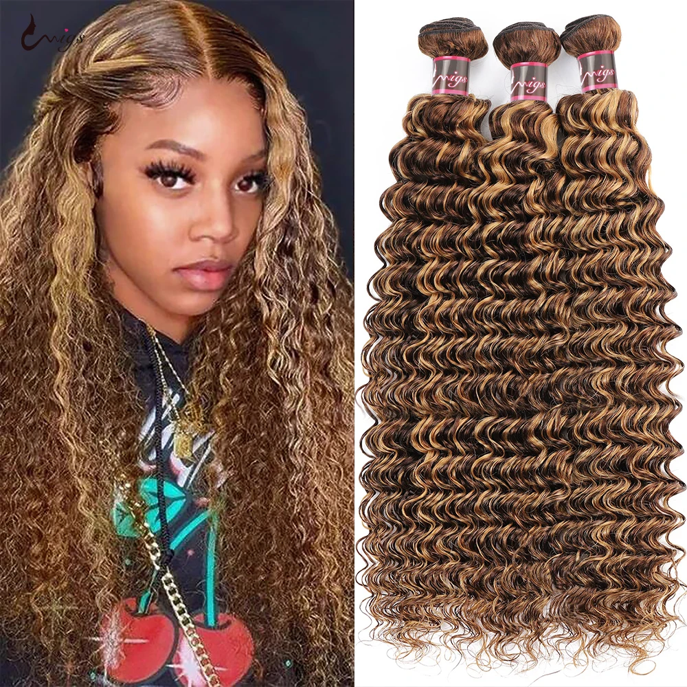 Uwigs-P4-27-Deep-Wave-Bundles-Highlight-Honey-Blonde-Human-Hair-Bundles ...