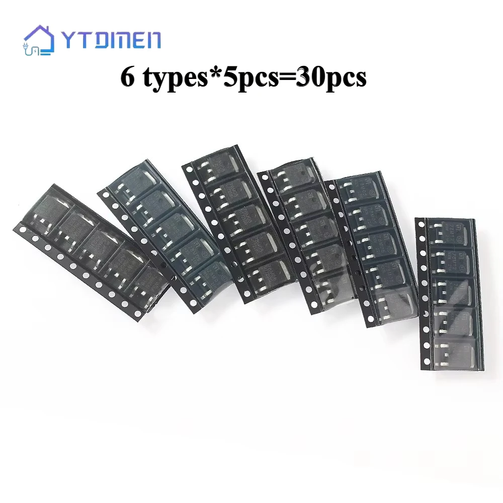 30PCS/Set SMD Transistor Kit TO-252 78M05 78M06 78M08 78M09 78M12 78M15 ...