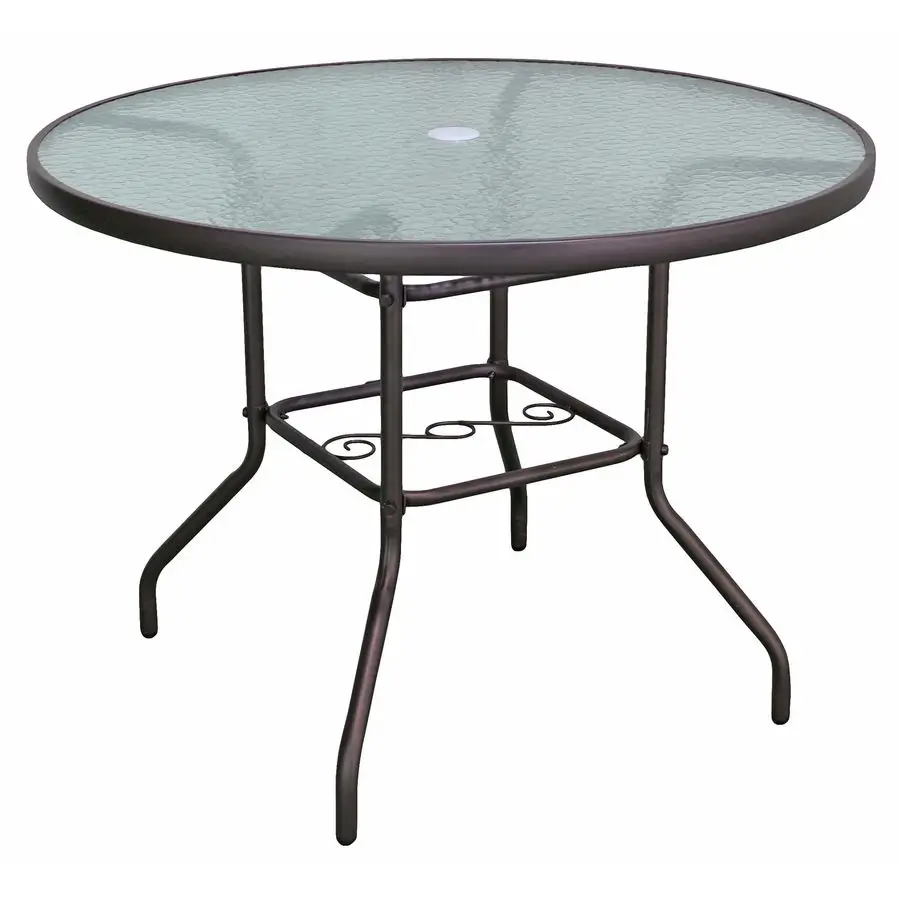 Outdoor Patio Furniture, Round Dining Table, Steel Base and Rim with ...