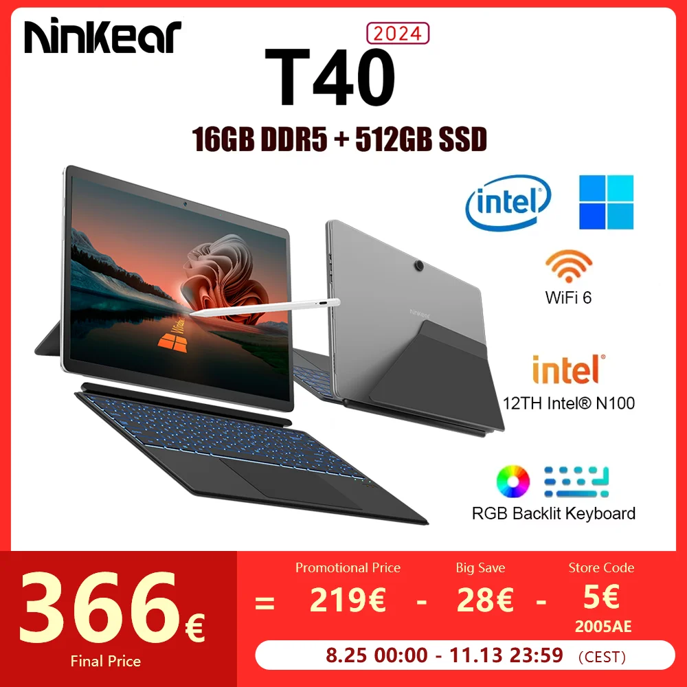 Laptop-Ninkear-T40-2-w-1-Tablet-z-ekranem-dotykowym-Intel-N100-14-Cal ...