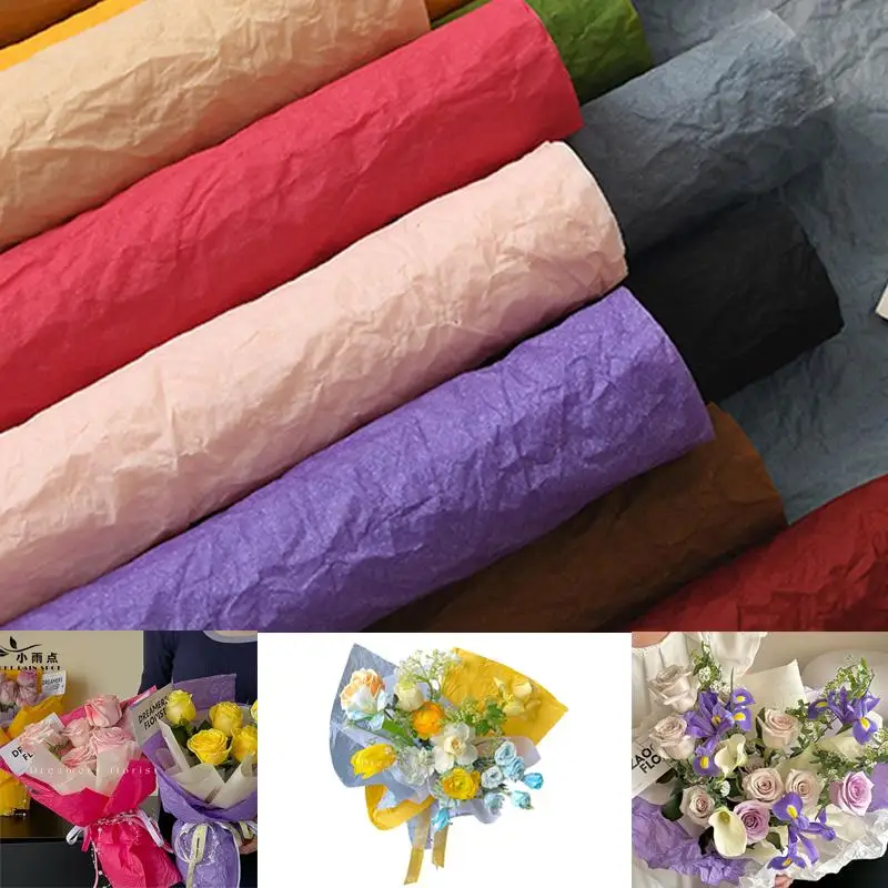 5Pcs-Vintage-Crepe-Paper-53x53CM-Flower-Bouquet-Wrapping-Paper-Wedding ...