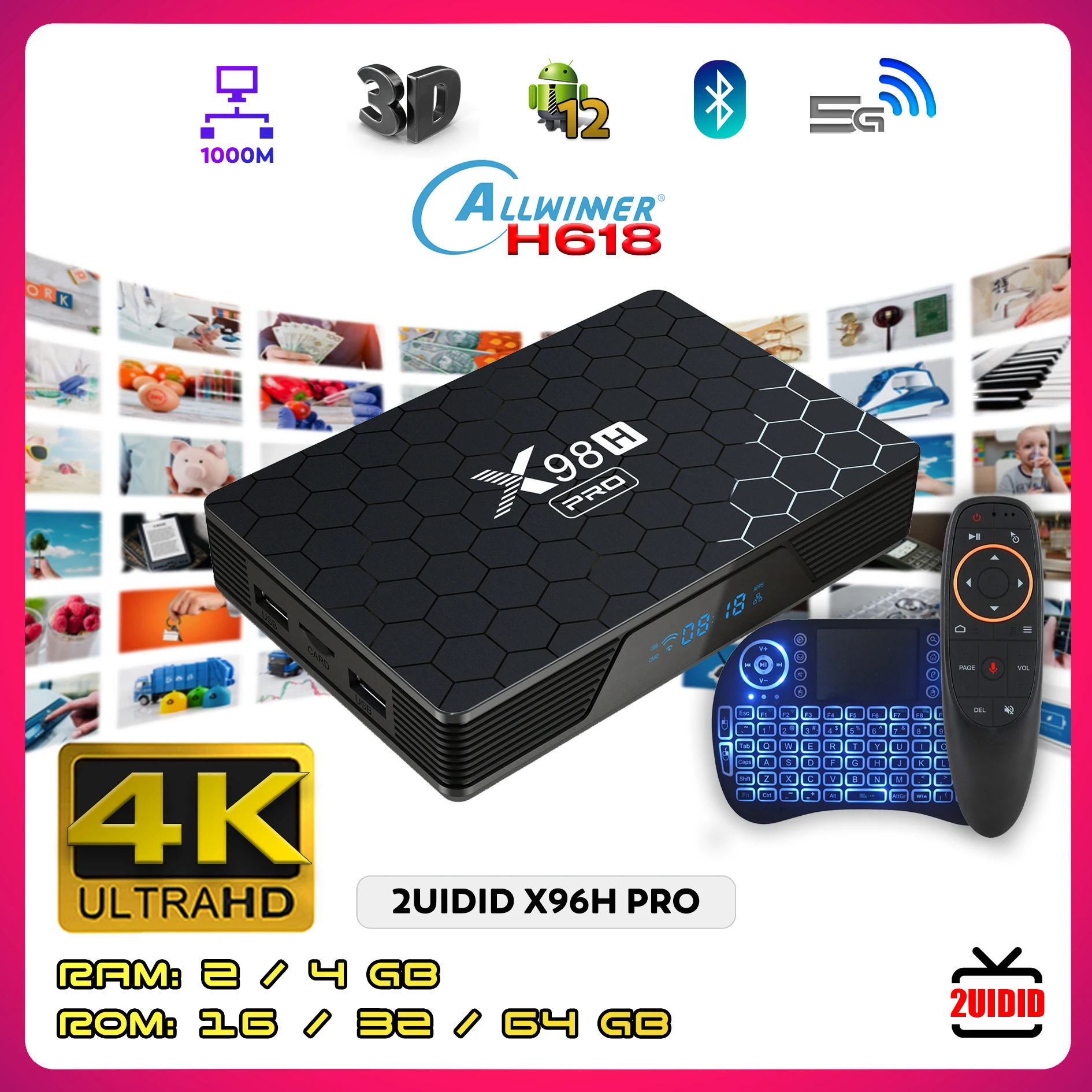 Bluetooth-5-0-Smart-X98H-Pro-TV-Box-Android-12-Quad-Core-4K-Media ...