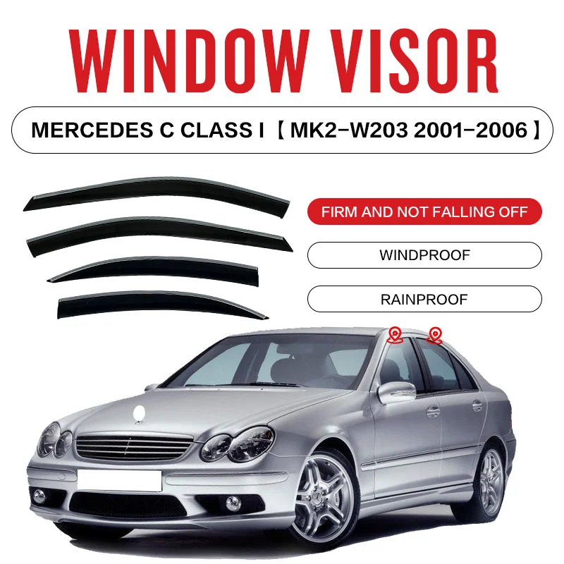 For Mercedes BENZ C Class MK2 W203 2000-2006 Window Visor Vent Shades ...