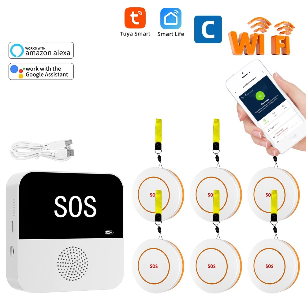 Wifi Panic Button Elderly Pager Smart Call Real-time Monitoring Sos ...