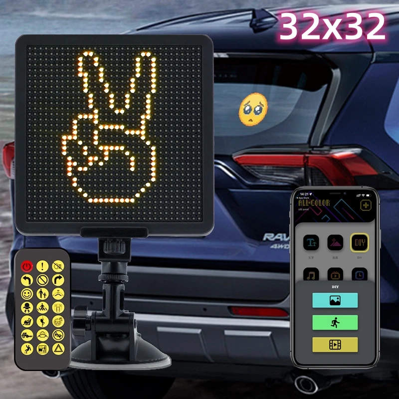 Smart-Car-LED-Sign-Screen-Remote-and-APP-Control-Pixel-Panel-DIY-Text ...