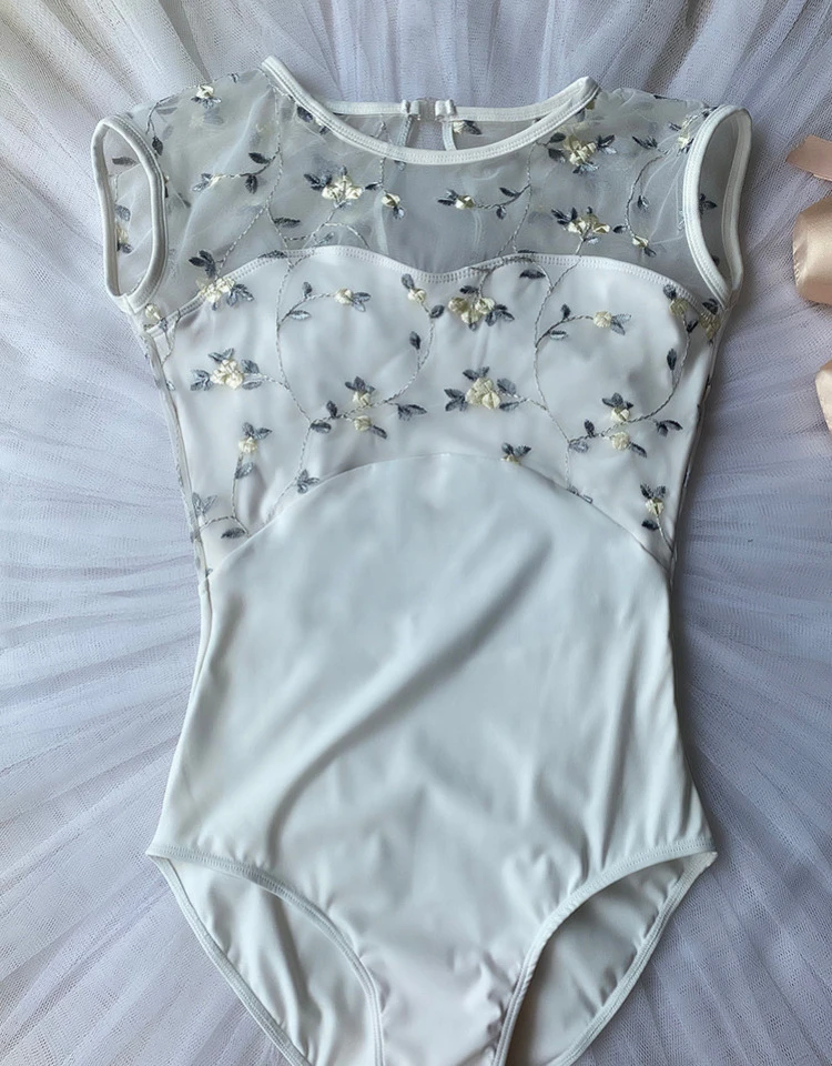 Ballet Leotards Adult Embroidered Print Practice Ballet Dancing Leotard ...