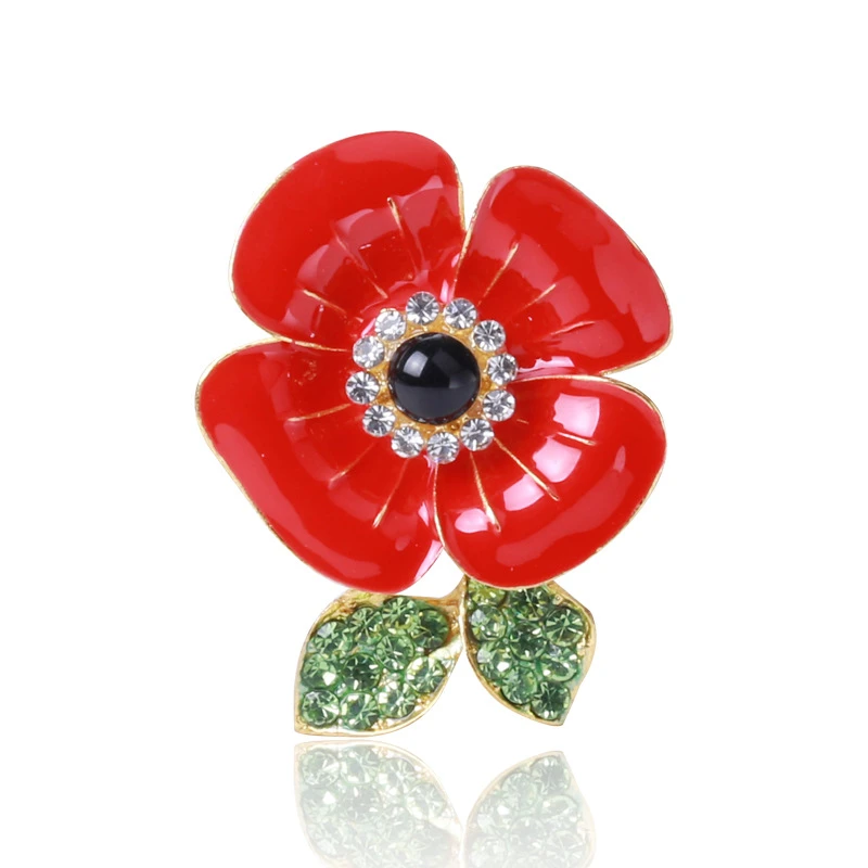 Red Poppy Flower Women Brooch Beautiful Enamel Pin Lady Dress Sweater ...