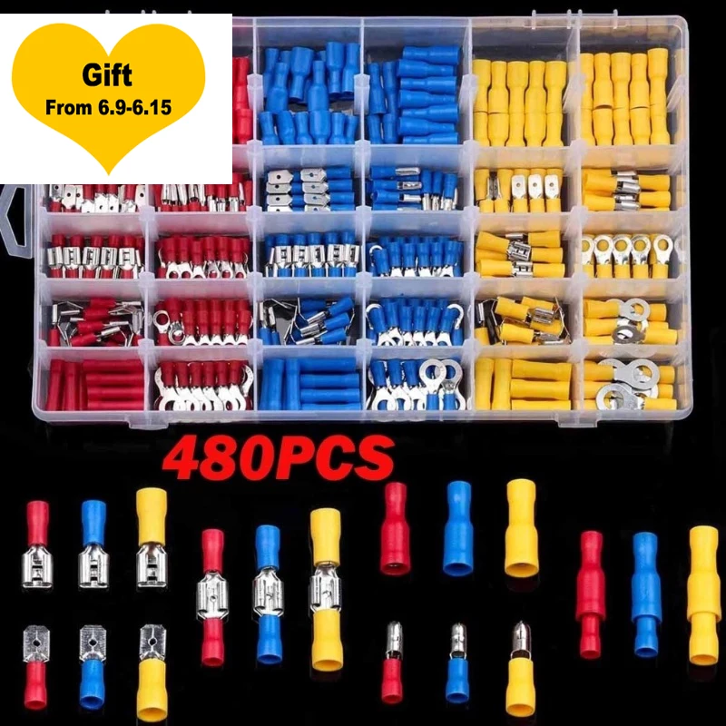 Electrical Wire Crimp Spade Butt Ring Fork Set - Insulated Cable ...