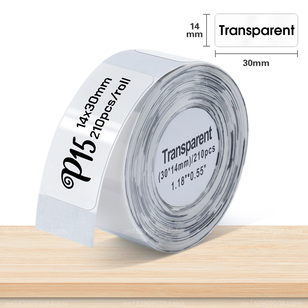 Transparent-Label-Sticker-P15-Thermal-Printer-Paper-Roll-14-30mm-210pcs ...