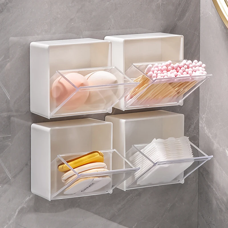 Wall-Mounted-Storage-Boxes-Cotton-Swabs-Cosmetic-Adhesive-Case-Bathroom ...