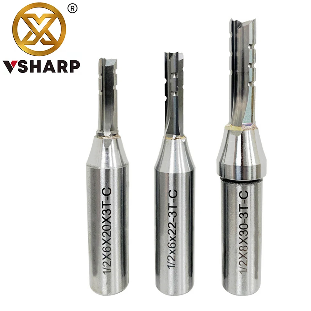 Vsharp-3-Flutes-TCT-Straight-Cutting-Bit-12-7mm-Fast-Slotting-Cutting ...