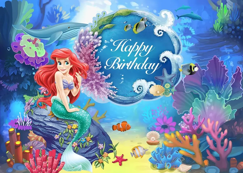 Competitive Swimsuit 5x3FT Mermaid Backdrop - Underwater Theme Birthday ...