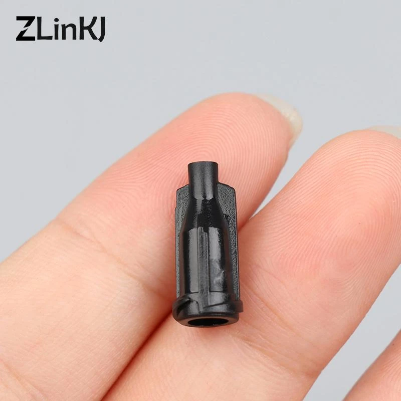 100Pcs Black Syringe Tips Caps Injector Dispenser Dispensing Needle ...
