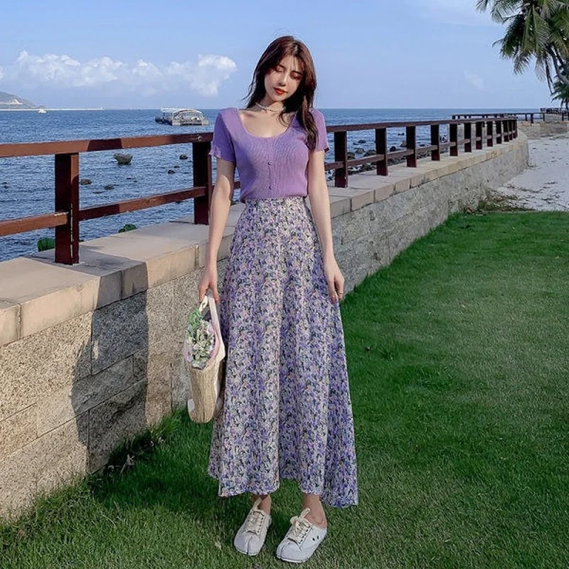 Lavender Floral Skirt