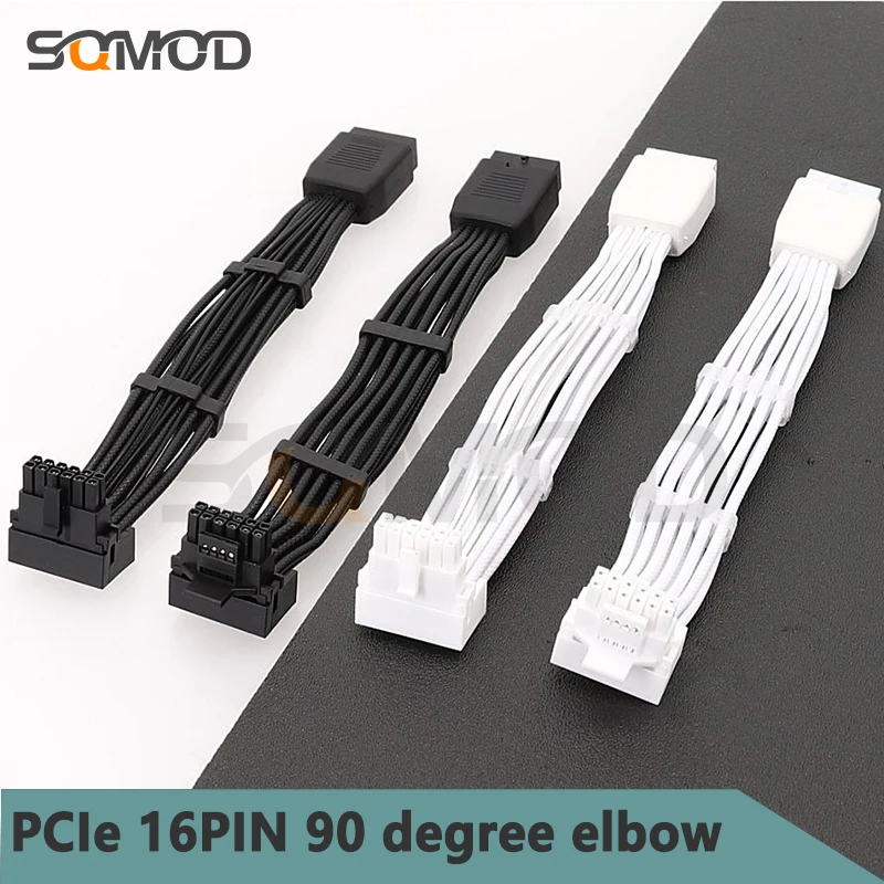 White Black ATX 3.0 12VHPWR 600W Male to Female 16 (12+4) Pin Cable ...