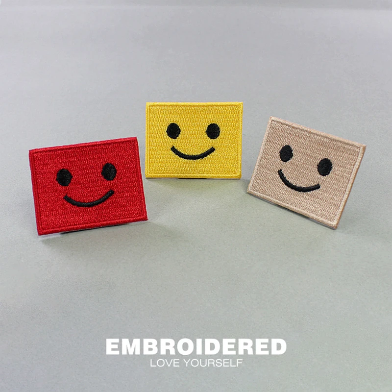 Different-Colors-Square-Smile-Face-Patch-DIY-Repair-Embroidery-Iron-On ...