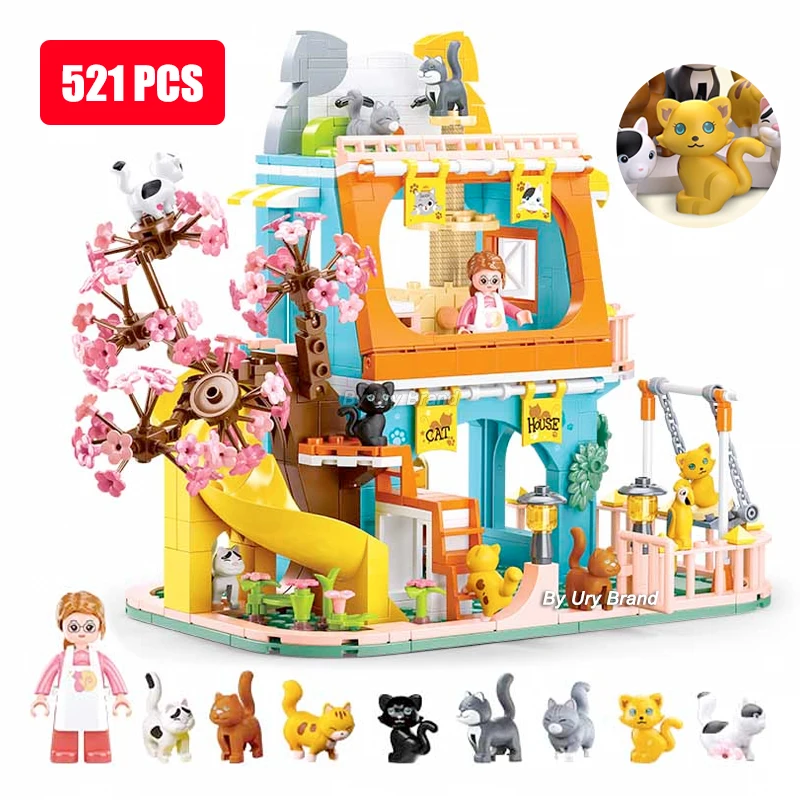 Sluban-Friends-City-Cat-Hotel-Sets-Girl-A-Frame-Pet-House-Apartment ...