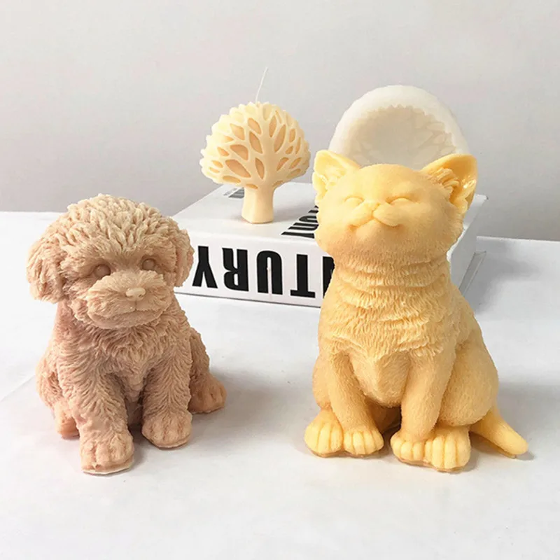 3D-Large-Lovely-Dog-Cat-Candle-Mold-Animal-Teddy-Puppies-Soy-Wax ...